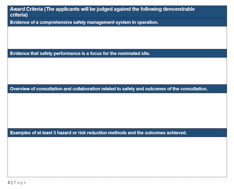 Complete Safety Award Nomination Form - Employee Recognition Template ...
