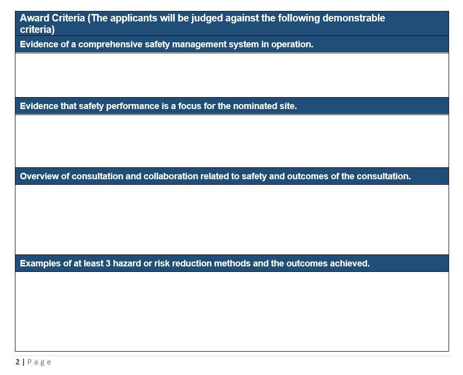 Complete Safety Award Nomination Form - Employee Recognition Template ...