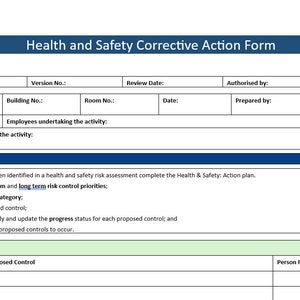 Comprehensive Health and Safety Corrective Action Plan Template | Immediate, Short & Long Term ...