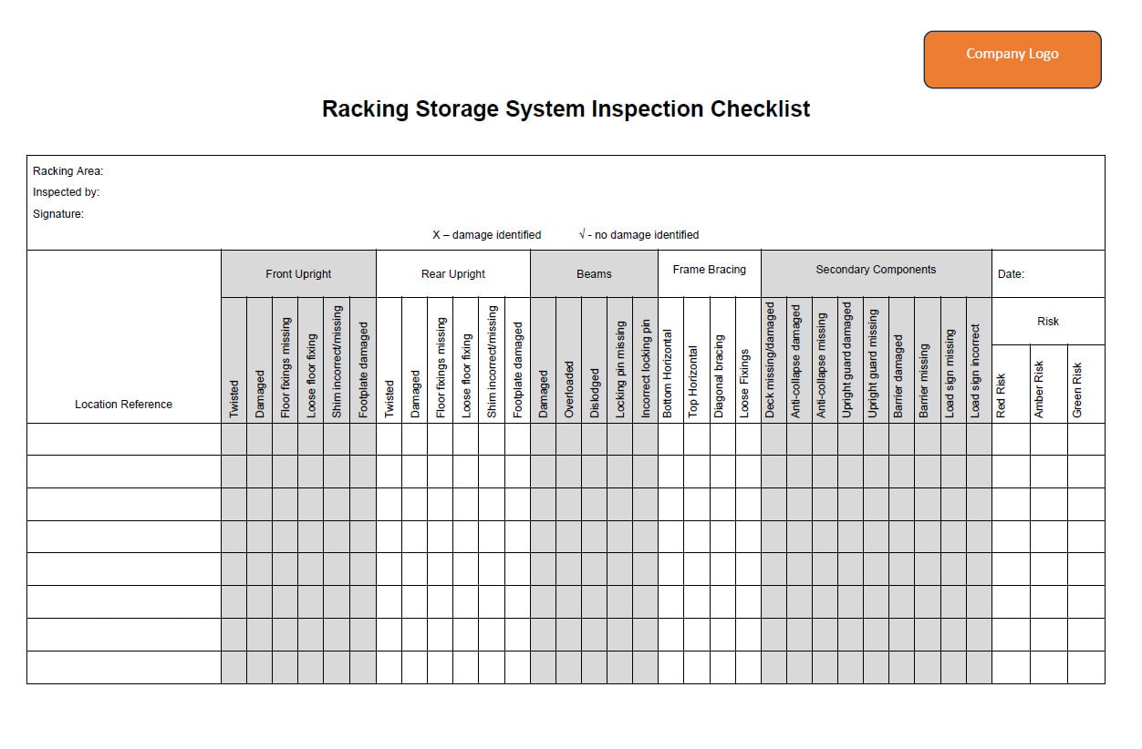 Comprehensive Racking Storage System Inspection Checklist Template ...