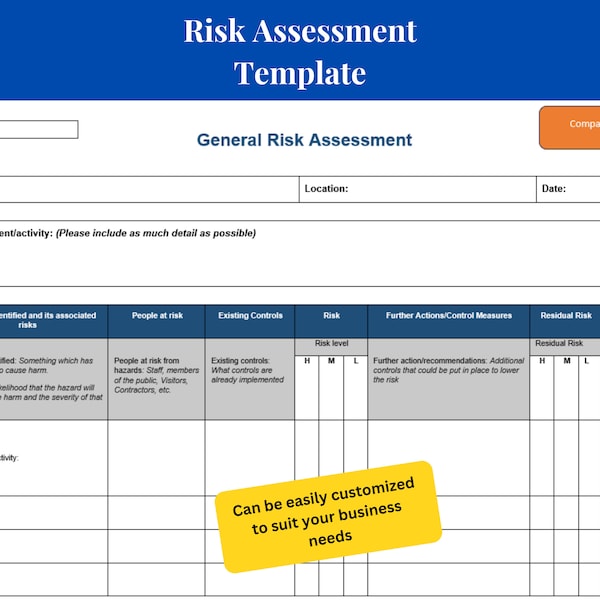 Compliance Risk Assessment Template - Etsy