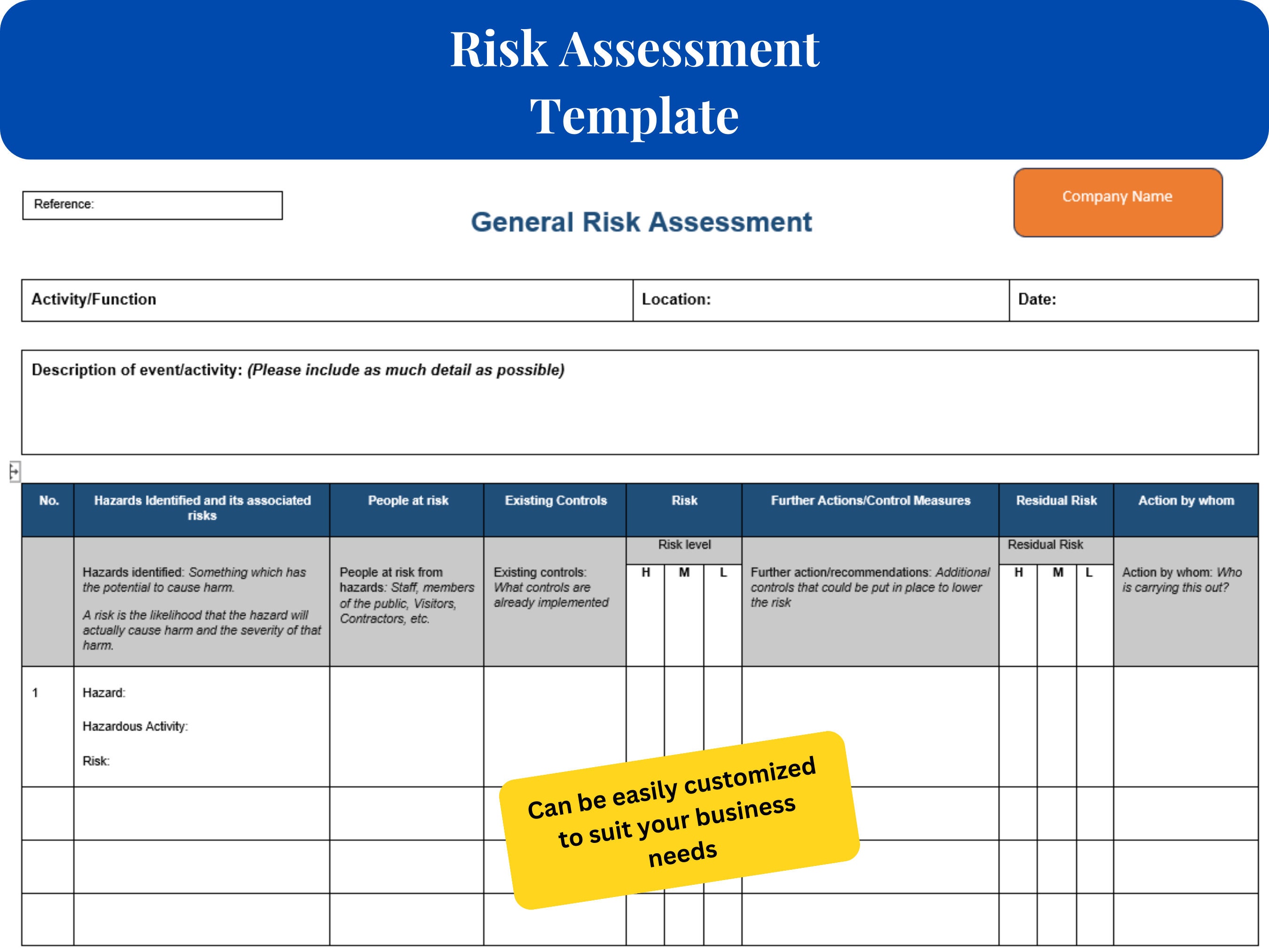 Comprehensive Risk Assessment Template: Streamline Safety Compliance ... Comprehensive Risk Assessment Template: Streamline Safety Compliance ...