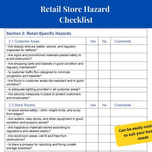 Retail Store Safety Checklist Template | OSHA Compliant Risk Assessment ...