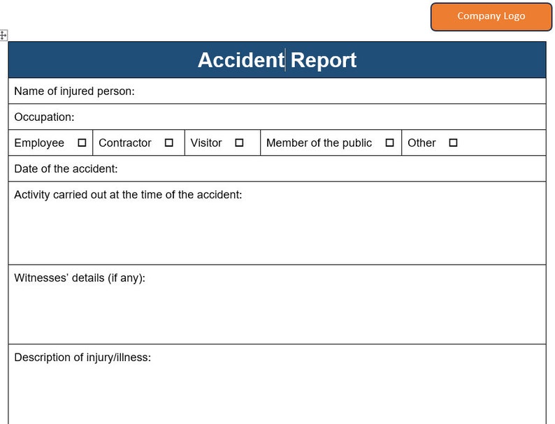 Bundle Complete Accident Report Form | First Aid Report Template ...