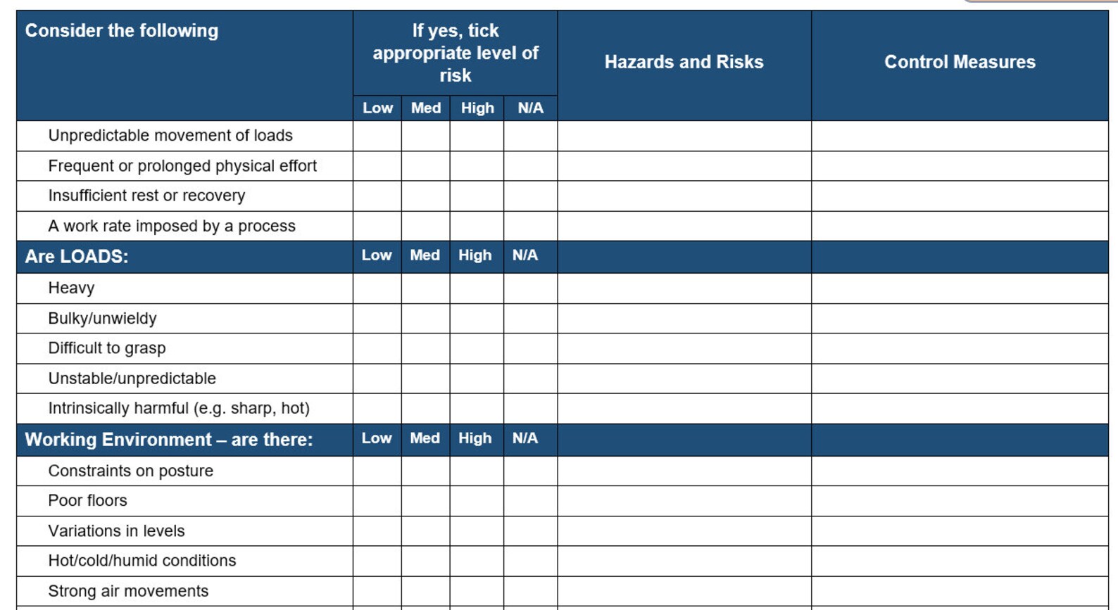 Manual Handling Risk Assessment Template | OSHA Compliant - Instant ...
