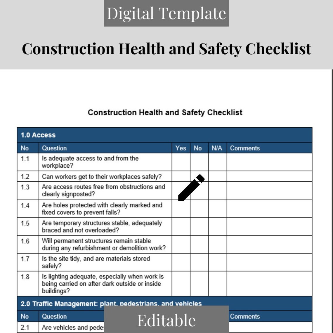 Complete Construction Health and Safety Inspection Template Word ...