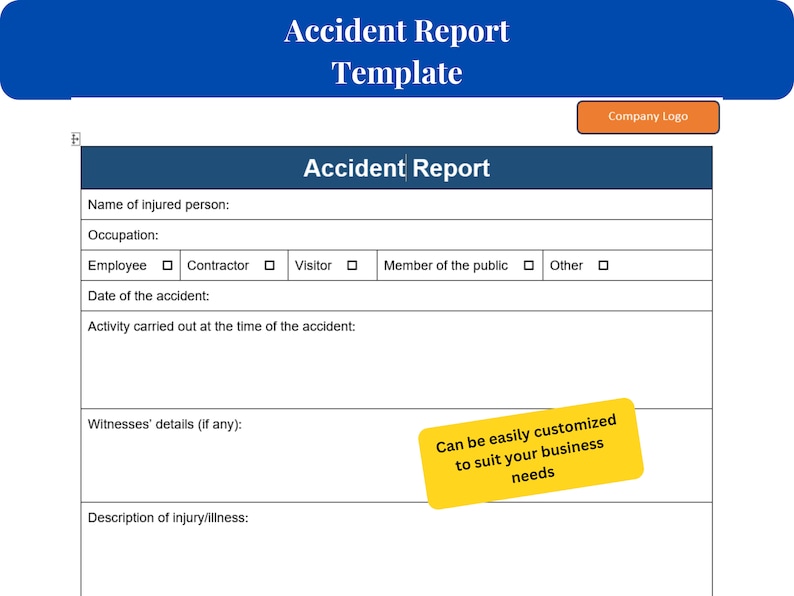 Bundle Complete Accident Report Form | First Aid Report Template ...
