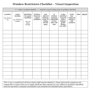 Comprehensive Window Restrictor Inspection Template | 126-page In-depth ...