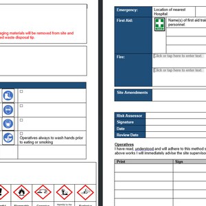 Risk Assessment and Method Statement Word Template - H&S Editable ...