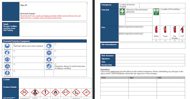 Risk Assessment and Method Statement Word Template - H&S Editable ...