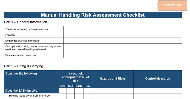 Manual Handling Risk Assessment Template | OSHA Compliant - Instant ...