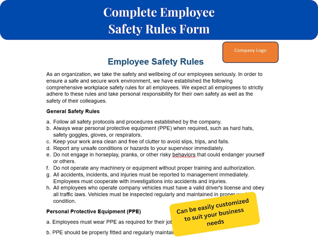 Complete Employee Safety Rules Template - Ensure Workplace Security ...