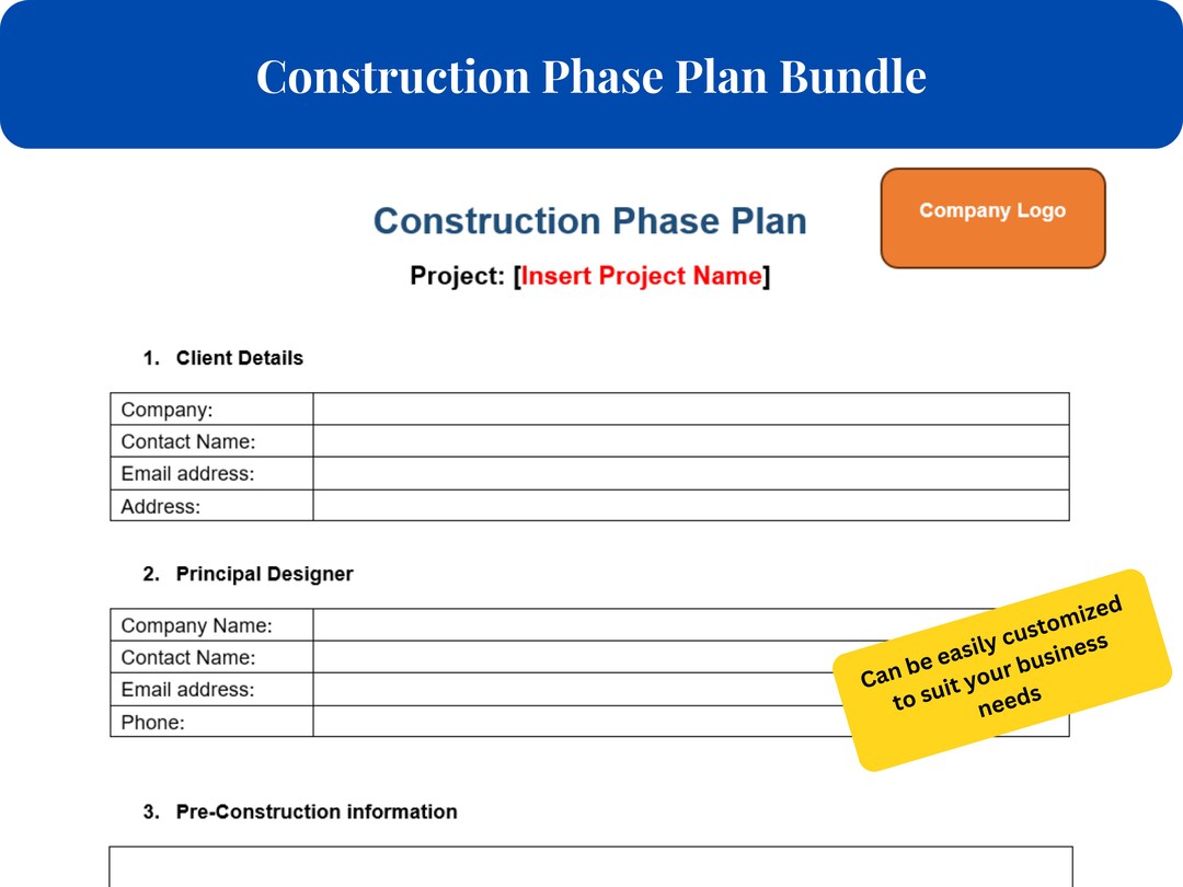 Construction Bundle Including Phase Plan Template | RAMS Template | Pre ...