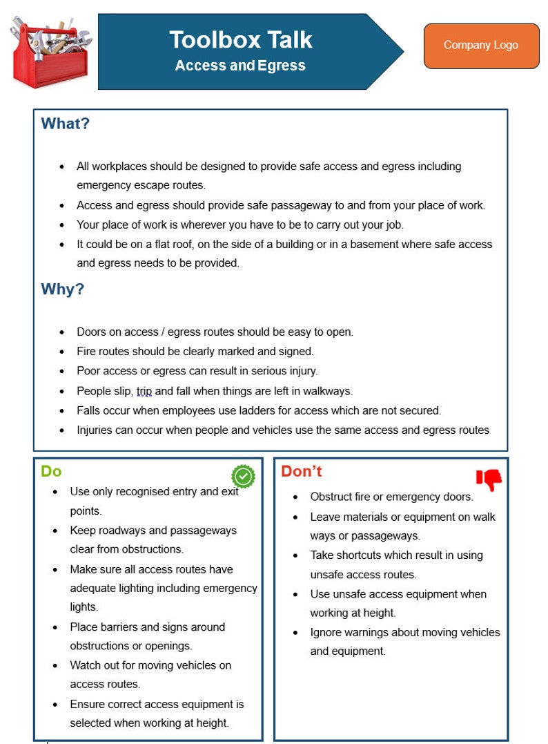 Toolbox Talk Template for Workplace Health and Safety Compliance - Transform Your Safety Culture ...