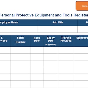 PPE Inspection Forms and Equipment Register Bundle | Editable H&S PPE ...