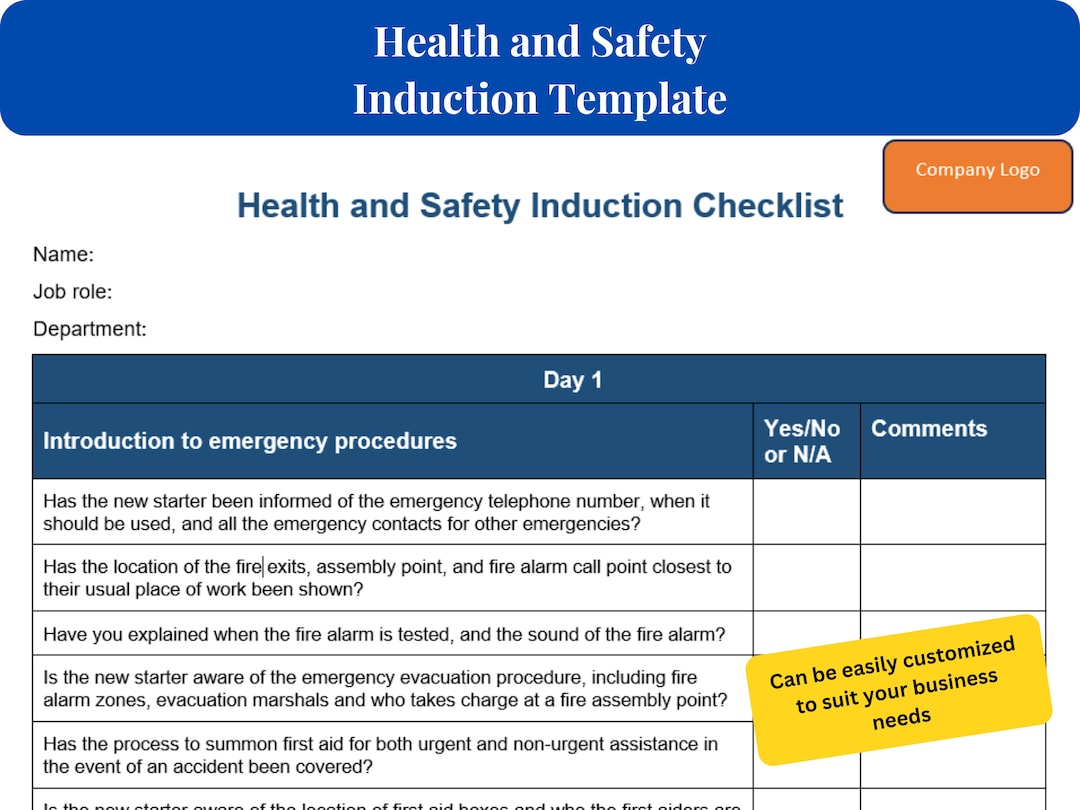 Complete Health and Safety Induction Template | Health and Safety ...