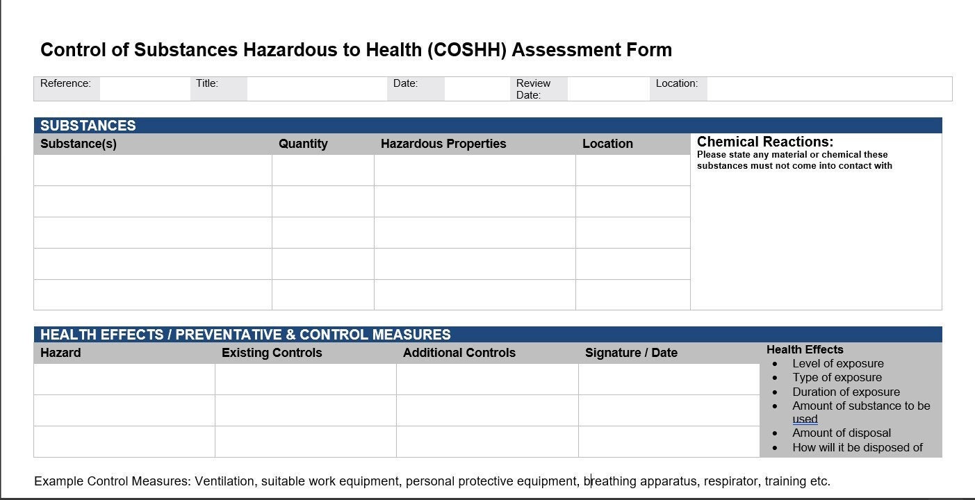 COSHH Risk Assessment Template | COSHH Risk Assessment Checklist ... COSHH Risk Assessment Template | COSHH Risk Assessment Checklist ...