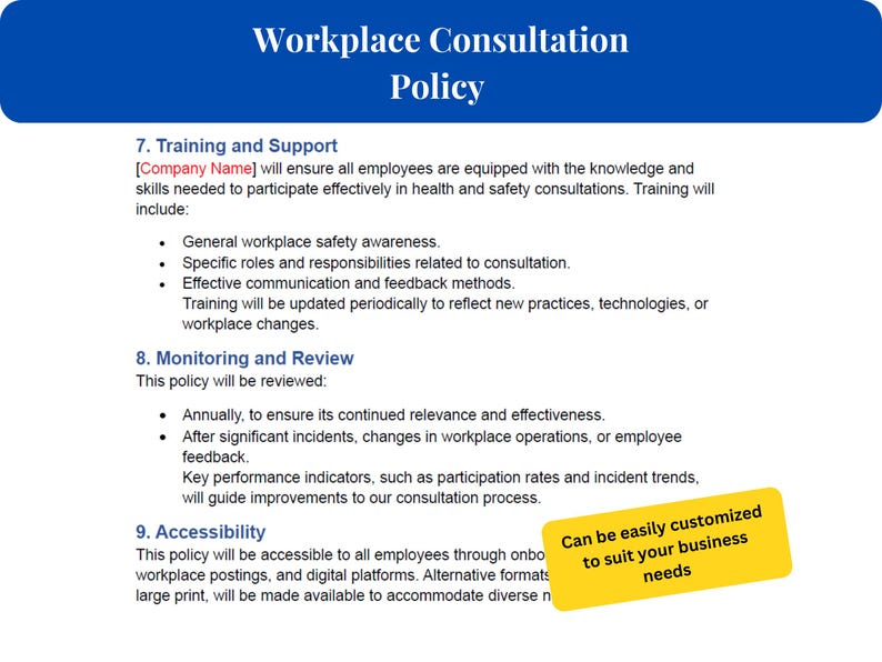 Health and Safety Consultation Policy Template Editable | Workplace ...