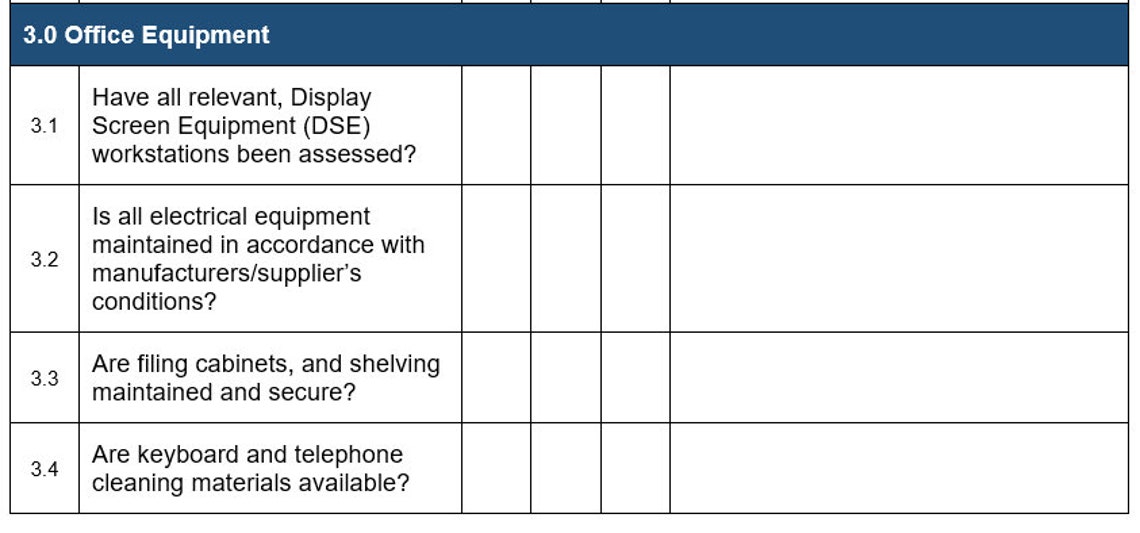 Comprehensive Office Health and Safety Inspection Checklist Form ...