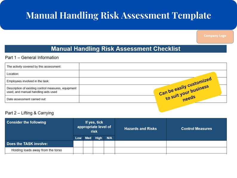 Manual Handling Risk Assessment Template | OSHA Compliant - Instant ...