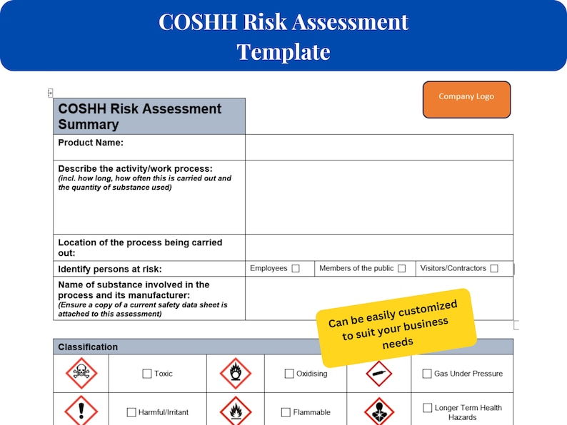 COSHH Risk Assessment Template | COSHH Risk Assessment Checklist ...