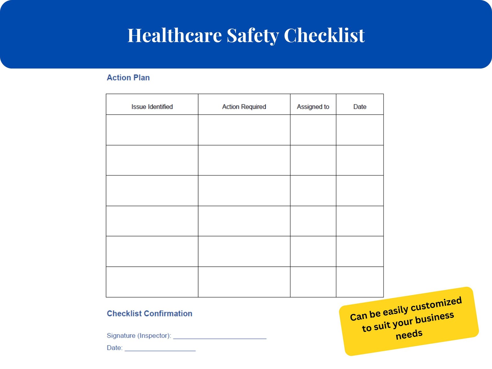 Healthcare Worker Safety Checklist Template: Editable H&S Compliance ...