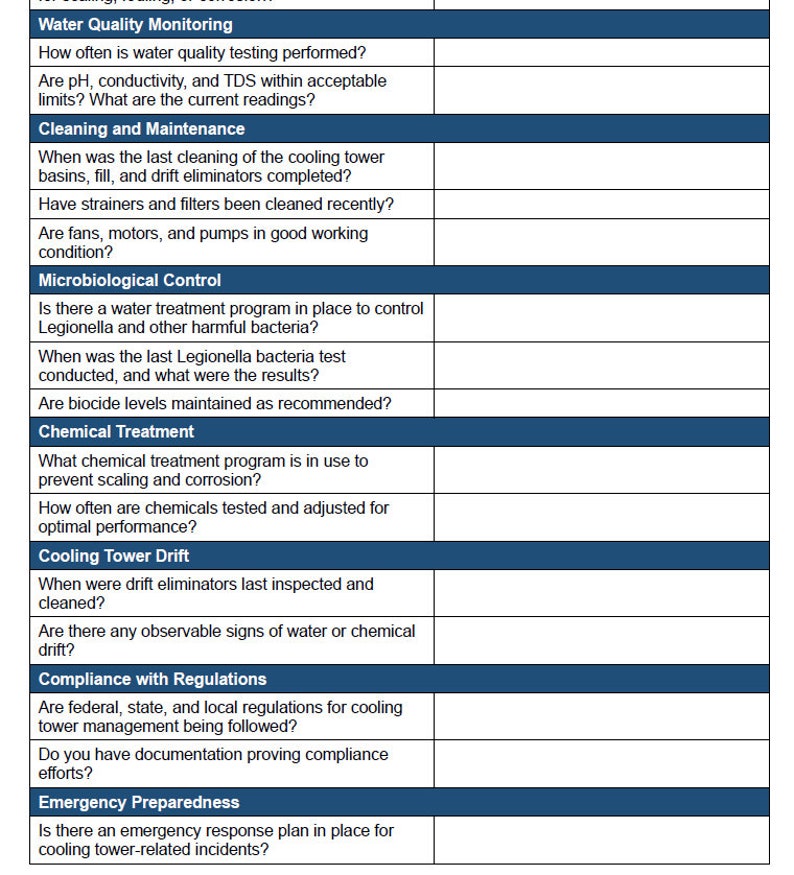 Complete Legionella Cooling Tower Management Checklist - Legionella ...