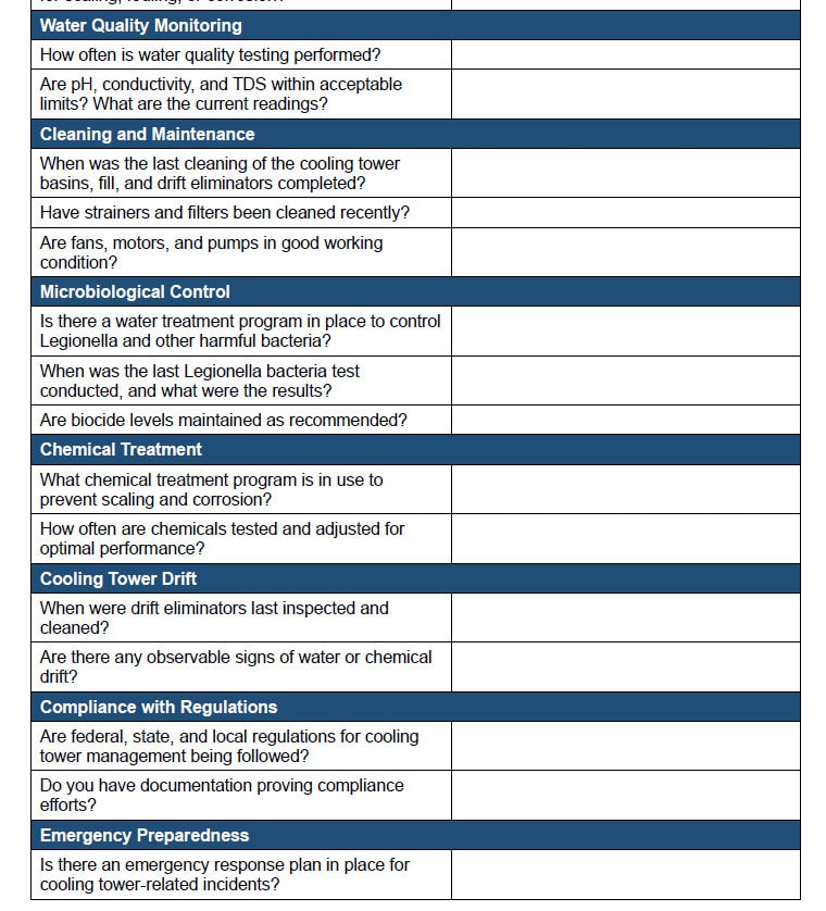 Complete Legionella Cooling Tower Management Checklist - Legionella ...