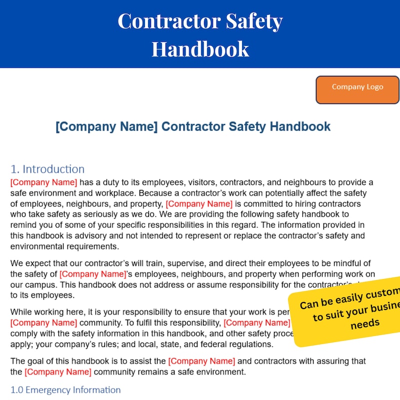 Construction Employee Handbook - Etsy