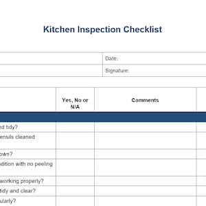 Complete Kitchen Inspection Template | Kitchen Inspection Template ...
