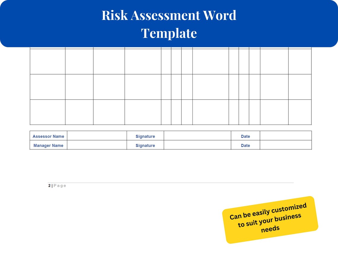 Blank Risk Assessment Template Word Editable And Printable For H S Blank Risk Assessment Template Word Editable And Printable For H S