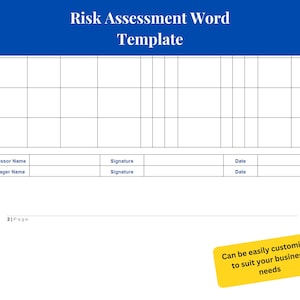 Blank Risk Assessment Template Word | Editable and Printable for H&S ...