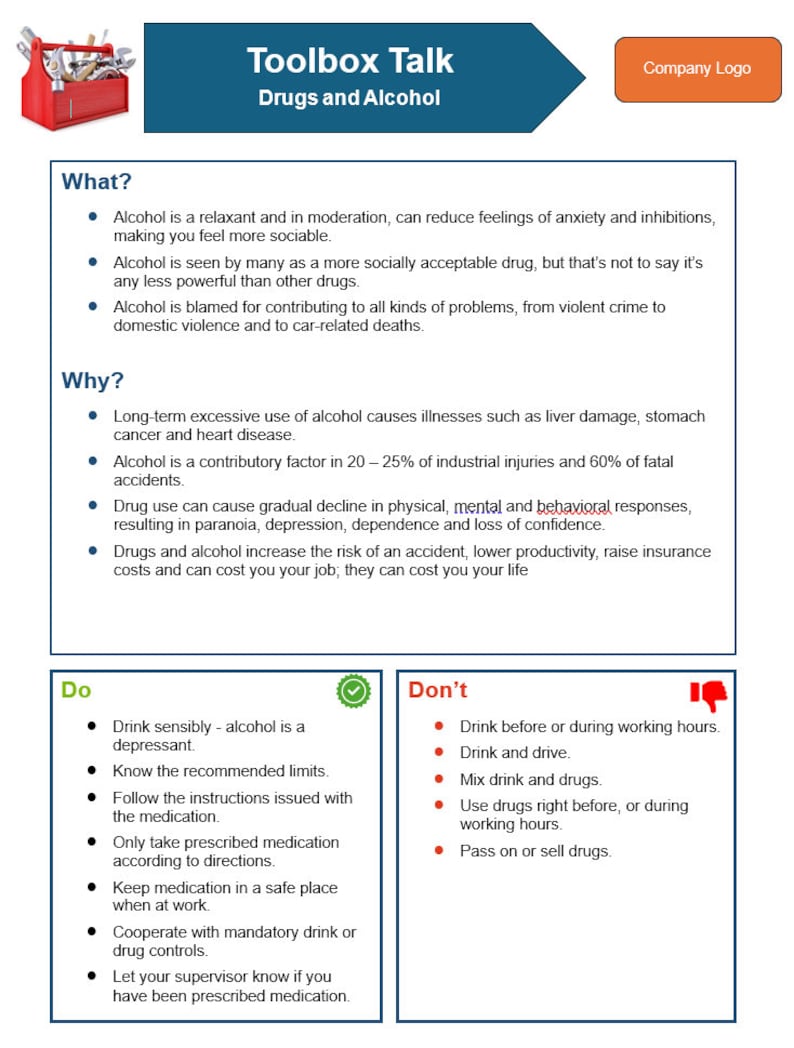 Toolbox Talk Template for Workplace Health and Safety Compliance - Transform Your Safety Culture ...