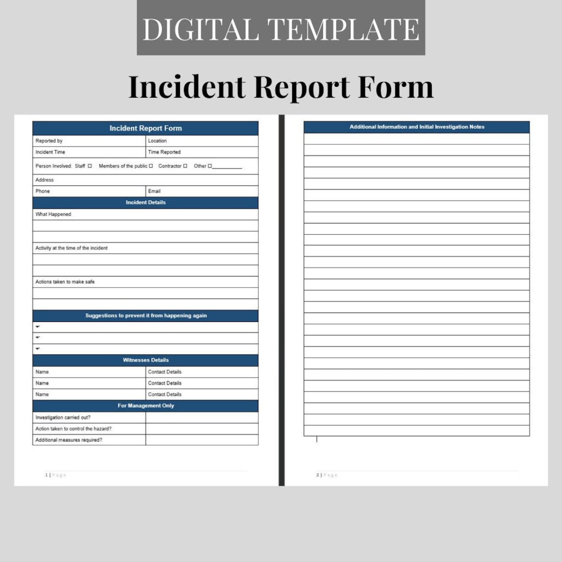 Incident Report Form | Incident Reporting Template | Incident Record ...