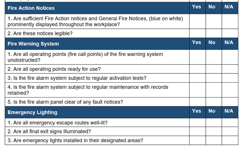 Comprehensive Fire Safety Inspection Template Word | Fire Safety ...