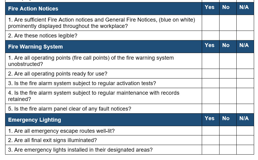 Comprehensive Fire Safety Inspection Template Word | Fire Safety ...