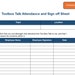 Toolbox Talk Template, Procedure, and Sign off Sheet for Workplace ...