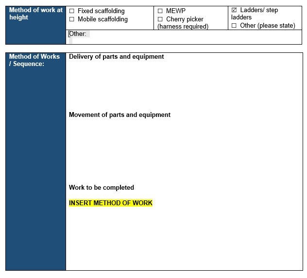 Risk Assessment and Method Statement Word Template - H&S Editable ...