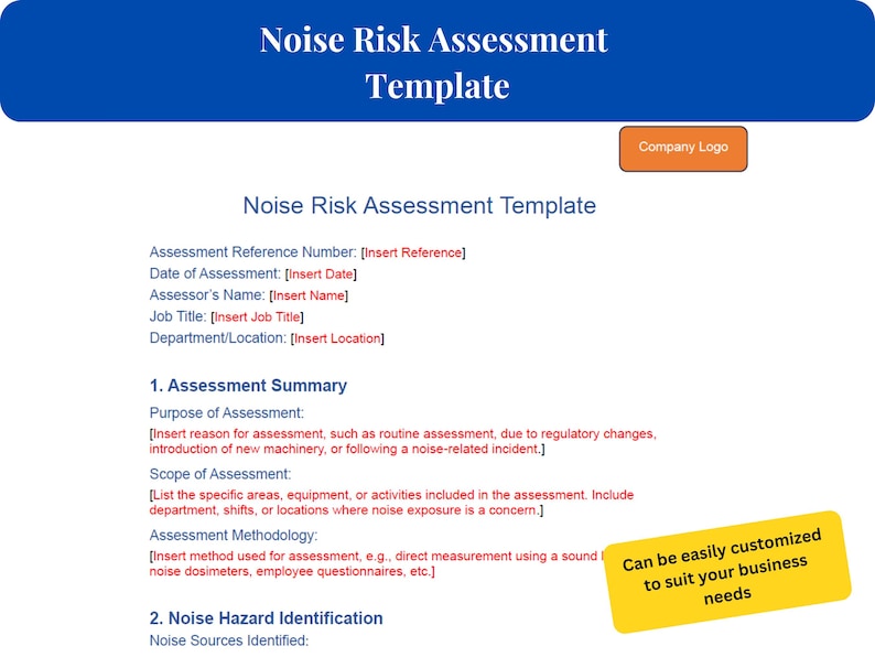 Noise Risk Assessment Template | OSHA Noise Risk Assessment Template | Workplace Safety ...