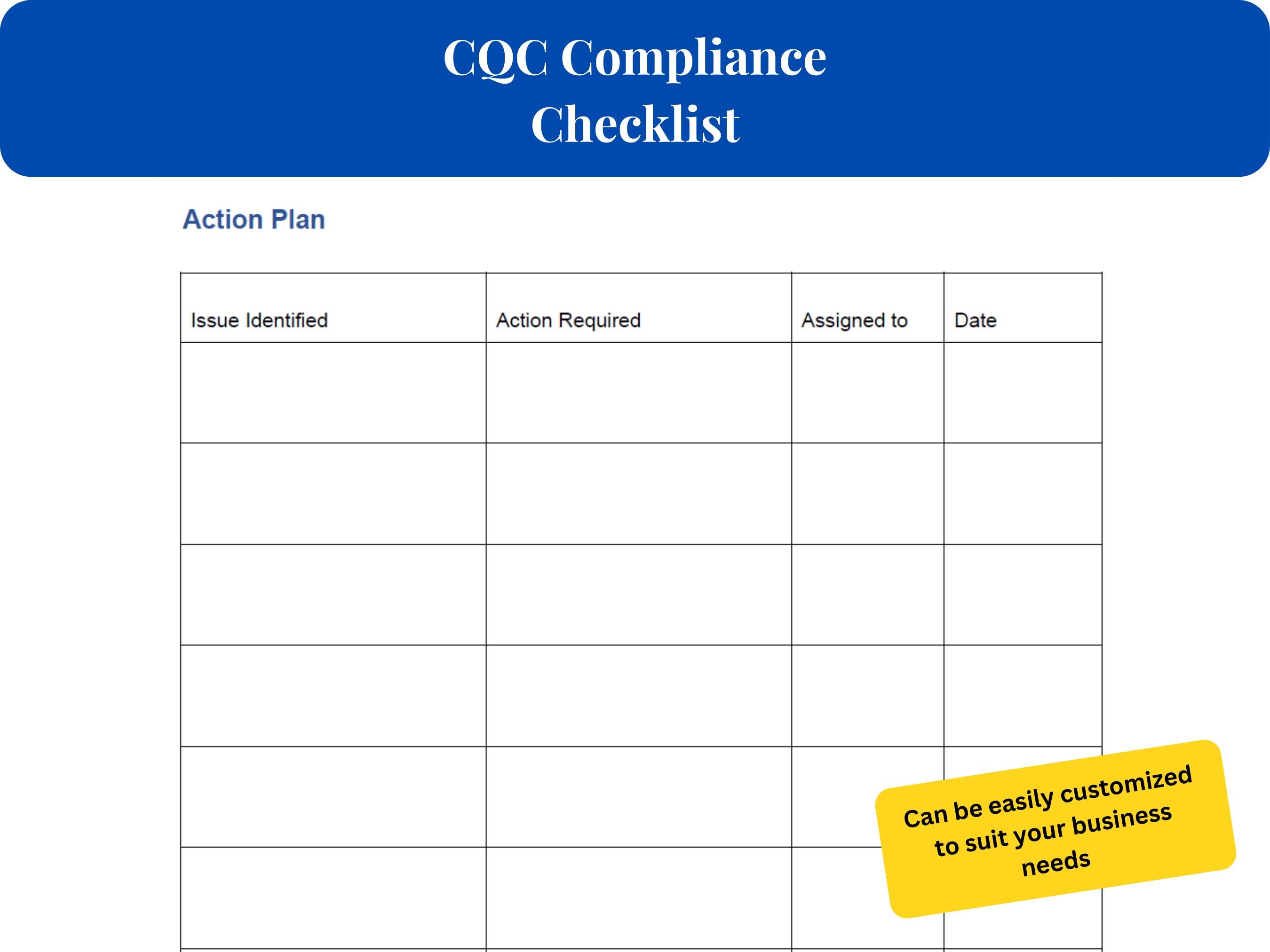 CQC Compliance Checklist: Health & Safety, Risk Management (digital ...