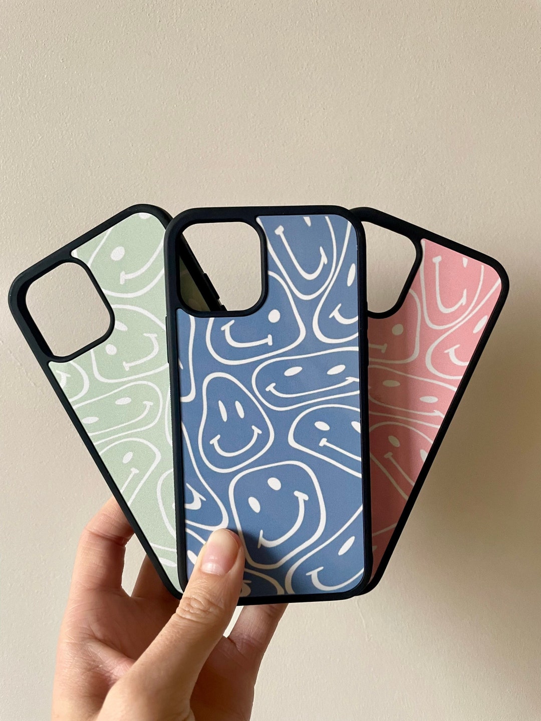 Smiley iPhone Case| Pink, Blue and Green | iPhone 14 13 12 11 X 7 8 Pro ...