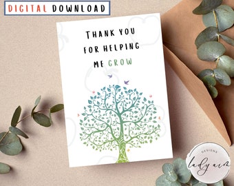 Printable Teacher Appreciation Card, 5x7 Inch Card, Teacher Thank You ...