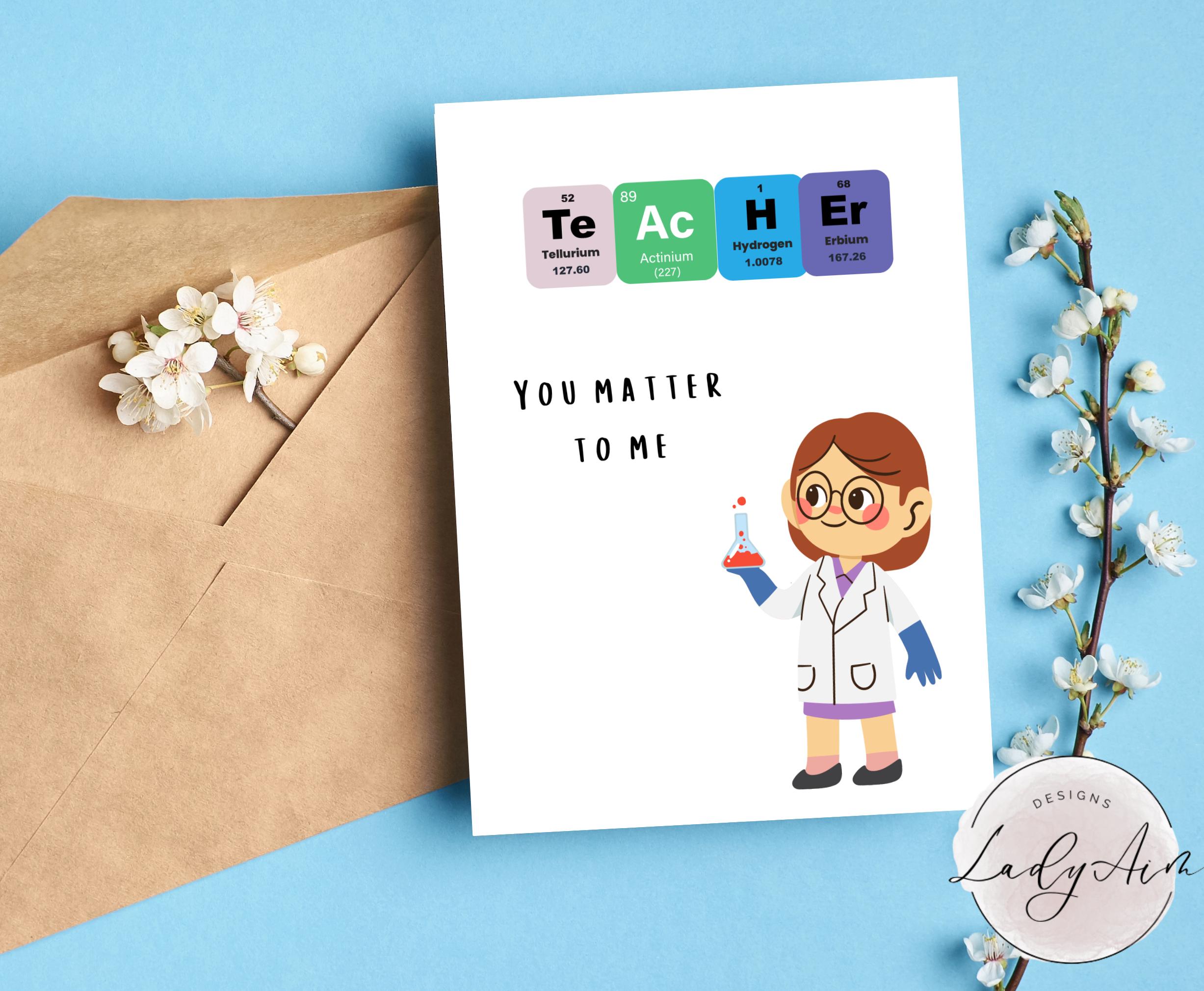 Printable Teacher Appreciation Card, 5x7 Inch Card, Science Teacher ...