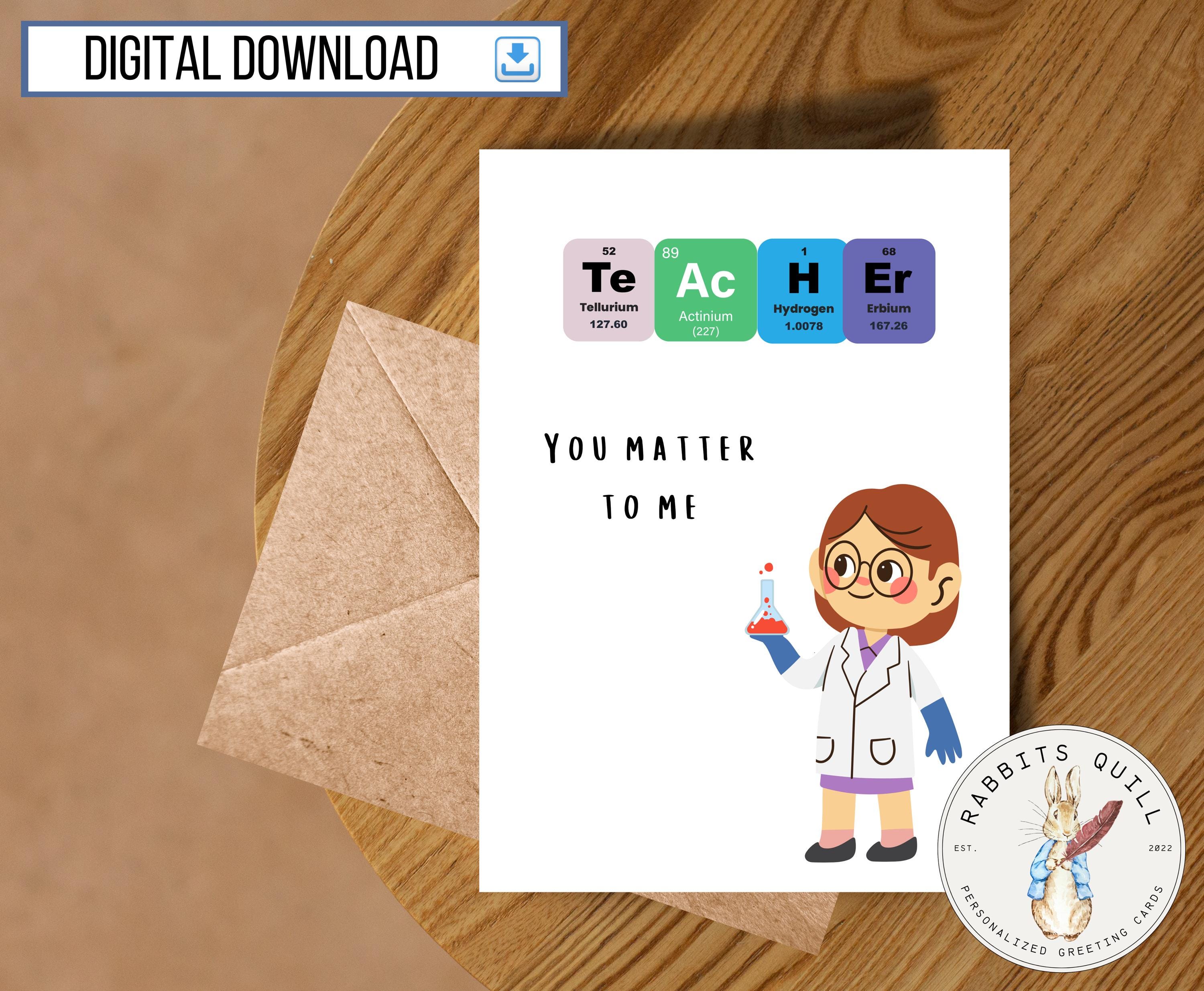 Science Teacher Thank You Card, Printable, 5x7 Inch Card, Card From ...