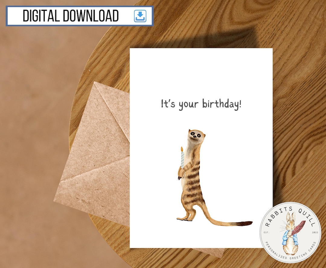 Happy Birthday Card Printable, 5x7 Inch Card, Digital Download, Animal ...
