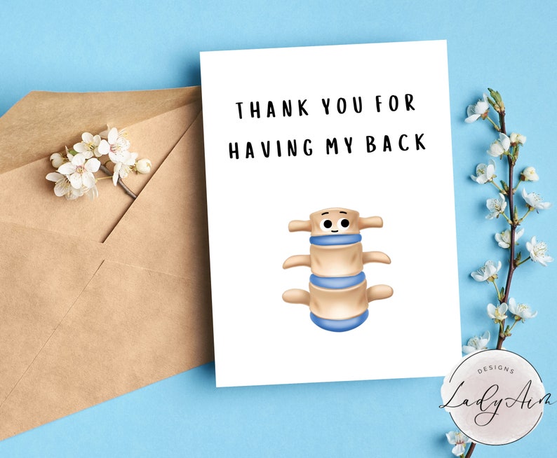 Printable Thank You Card, 5x7 Inch Card, Thanks for Having My Back ...