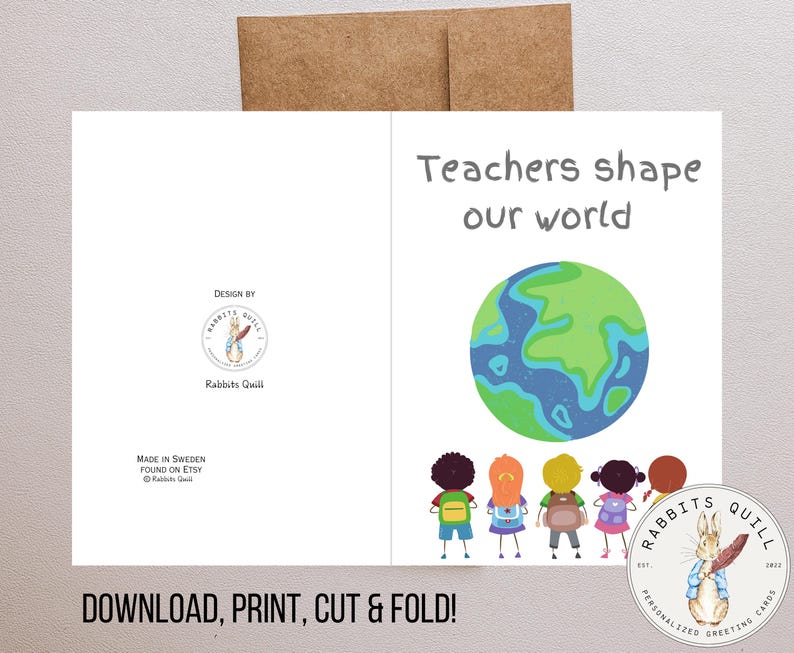 Printable Teacher Appreciation Card, 5x7 Inch Card, Teacher Thank You ...