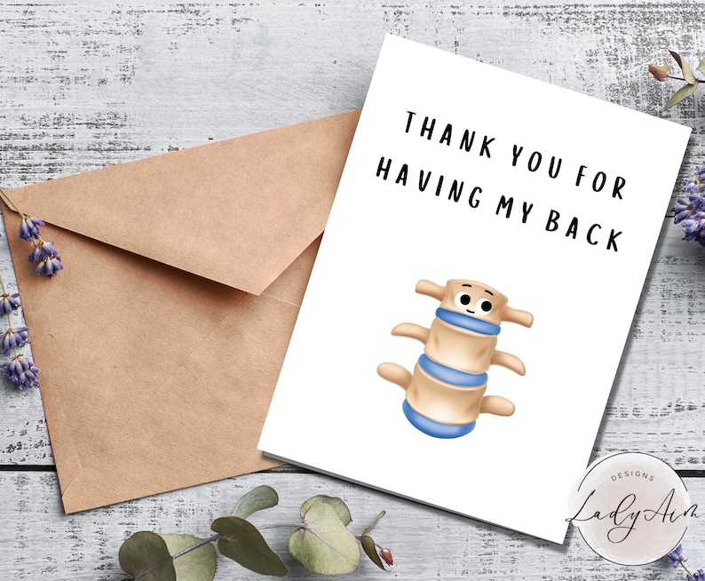 Printable Thank You Card, 5x7 Inch Card, Thanks for Having My Back ...