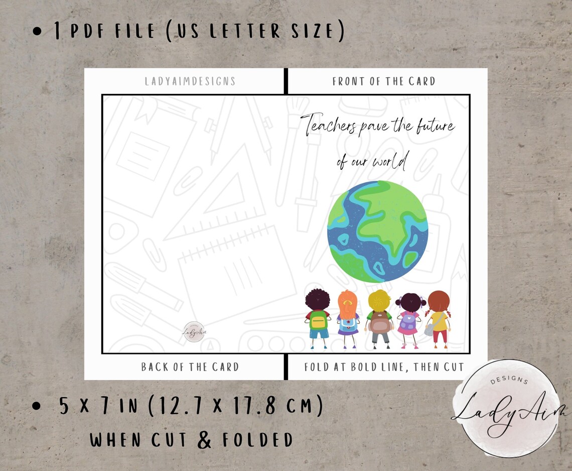 Printable Teacher Appreciation Card, 5x7 Inch Card, Teacher Thank You ...