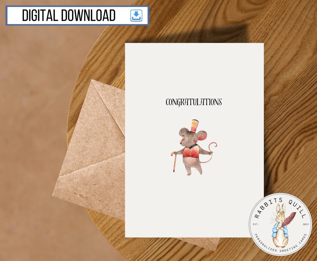Congratulations Card Printable, Minimalistic Celebration Card ...